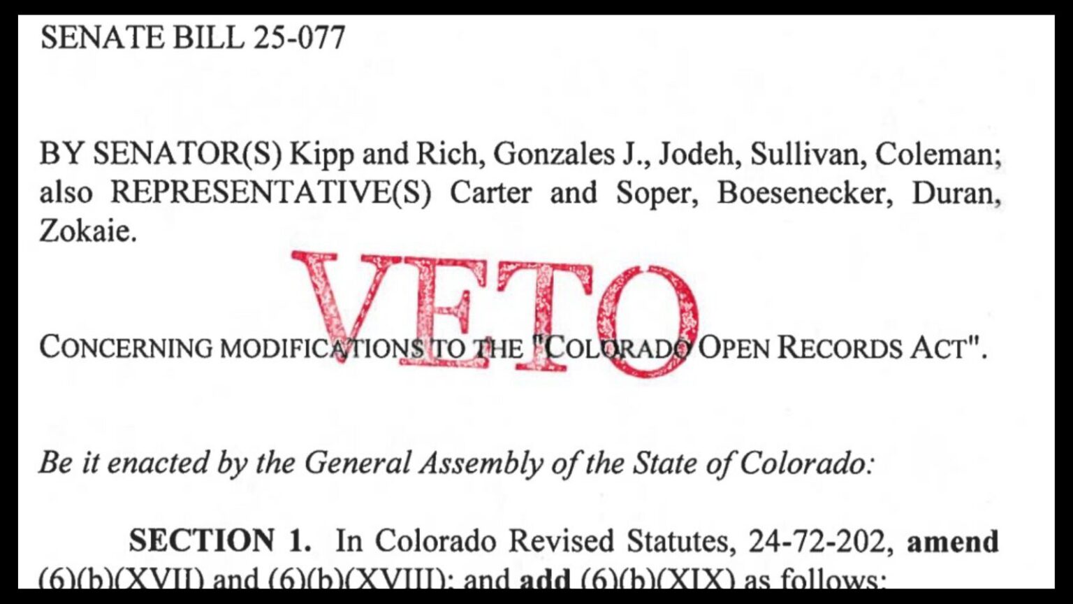 Lawmakers drop effort to override veto of CORA bill that would have let governments take more ...